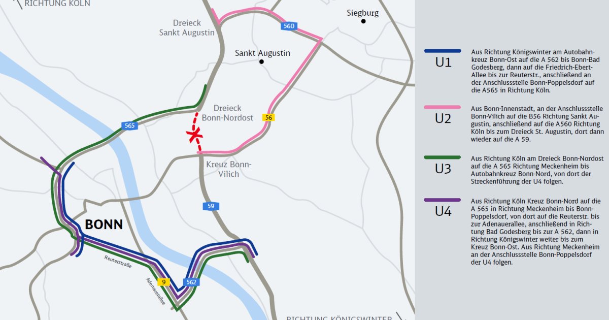 A59 zwischen dem Autobahndreieck Bonn-Nordost und der Anschlussstelle ...